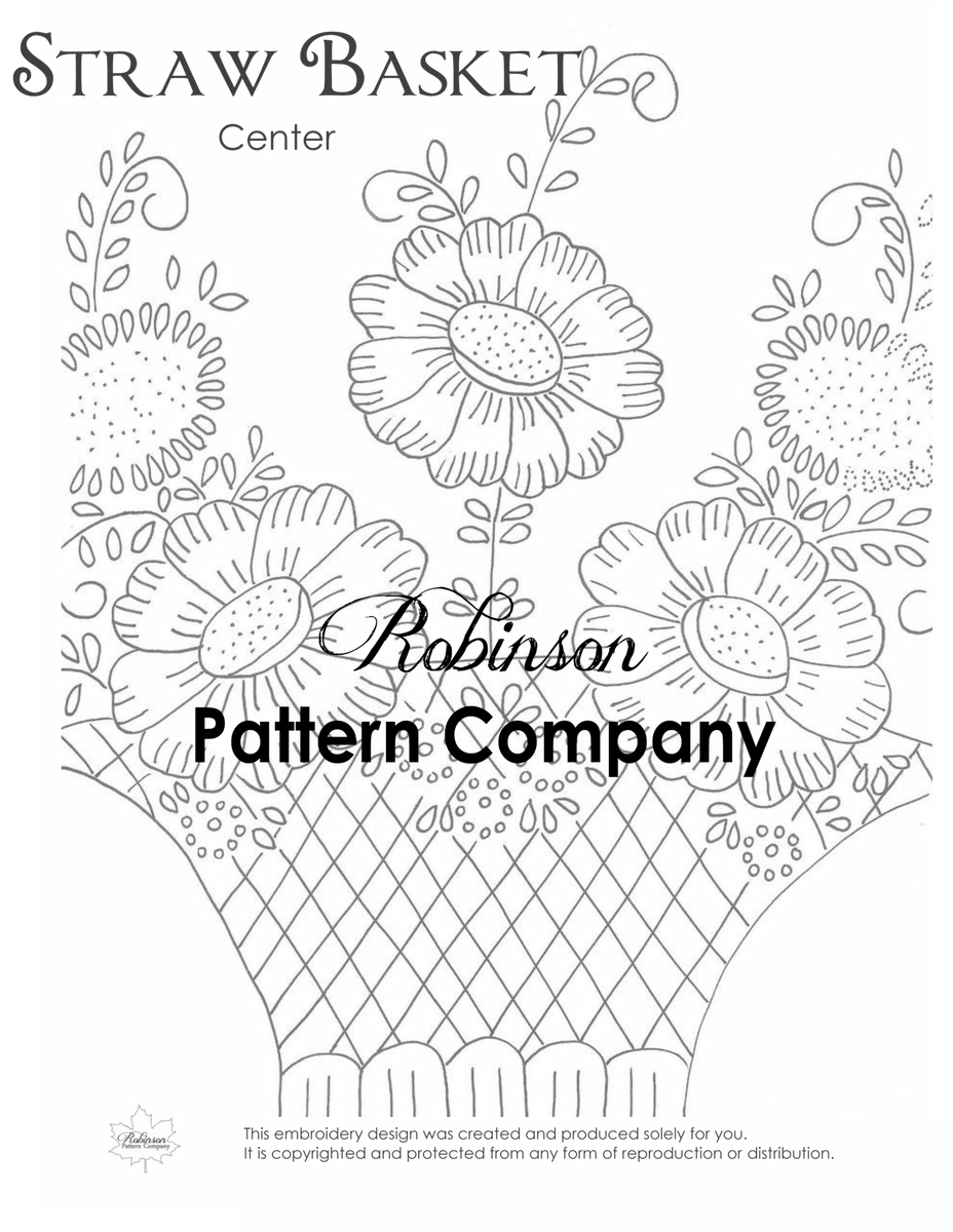 Straw Basket Hand Embroidery pattern – Robinson Pattern Company
